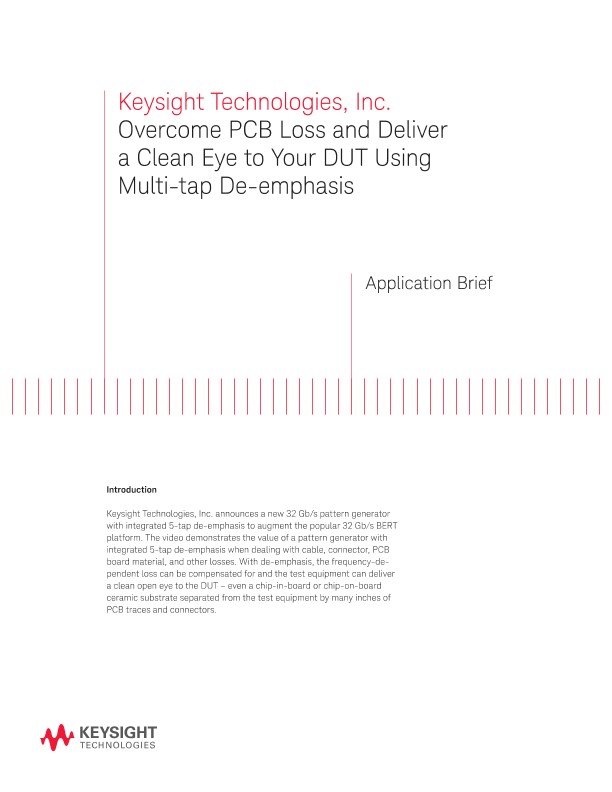 Overcome PCB Loss and Deliver a Clean Eye to Your DUT Using Multi-tap De-emphasis PDF Asset Page ...